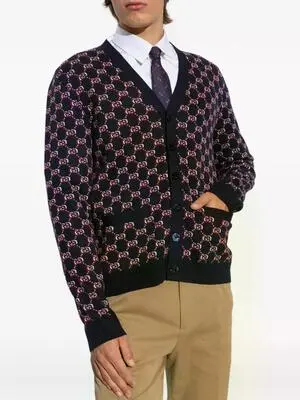 Gucci Monogram Wool Cardigan - Blue