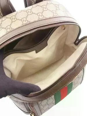 Gucci Small Gg Supreme Ophidia Web Backpack - Brown