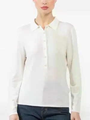 ALLUDE Buttoned Collared Polo Shirt