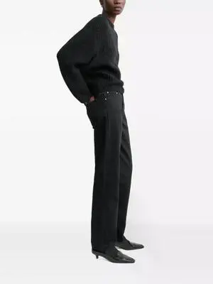 TOTEME Mohair-blend Rib-knit Crew Neck Long Sleeve Pullover - Black