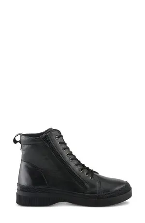 SPRING STEP SHOES Leather Combat Boots - Black