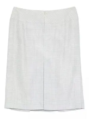 Celine Wool Checked Pleated Skirt