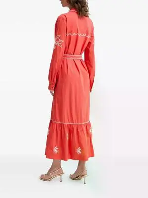 NEVER FULLY DRESSED Embroidered Belted Midi Dress