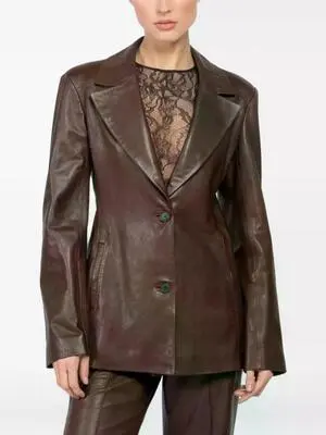 Zeynep Arçay Buttoned Leather Blazer