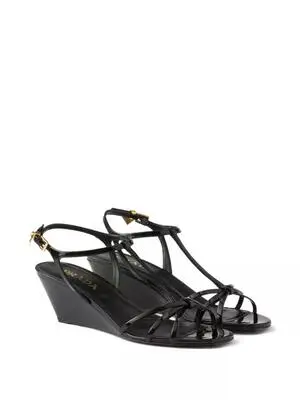 Prada Leather Wedge Sandals