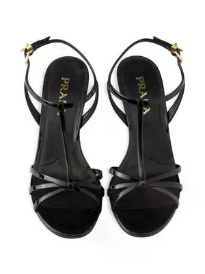 Prada Leather Wedge Sandals