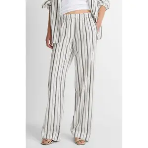 Vince Striped Wide Leg Pull-on Pants - Whb-white/black
