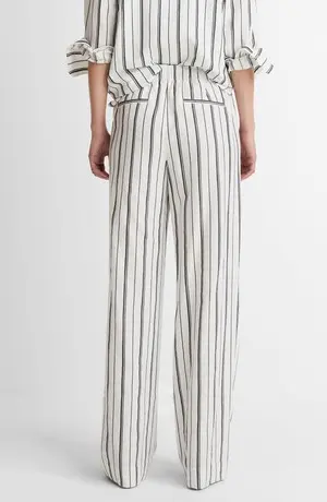 Vince Striped Wide Leg Pull-on Pants - Whb-white/black