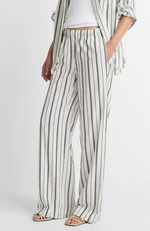 Vince Striped Wide Leg Pull-on Pants - Whb-white/black
