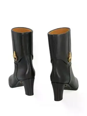 Gucci Half Horsebit Leather Ankle Boots