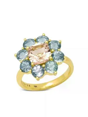 JENNIFER MEYER Aquamarine And Morganite Flower Ring - Gold