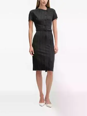 SANDRO FERRONE Pinstripe-pattern Belted Midi Dress