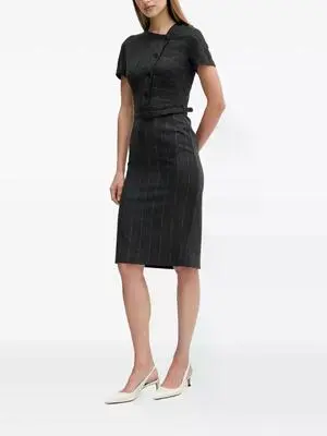 SANDRO FERRONE Pinstripe-pattern Belted Midi Dress