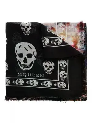 Alexander McQueen Skull-pattern Fringed Scarf - Black