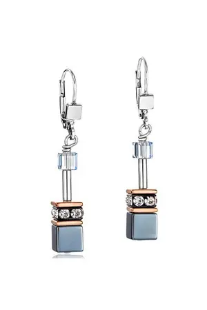 COEUR DE LION Geocube Dangle Earrings - Ice Blue