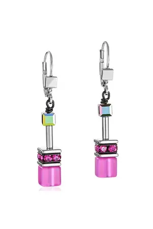COEUR DE LION Geocube Dangle Earrings - Pink