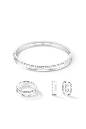 COEUR DE LION Eternal Unity Crystal Hoop Earrings - Silver