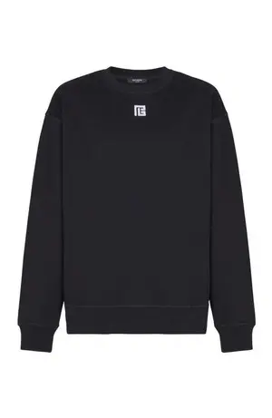 Balmain Cotton Sweatshirt With Pb Embroidery