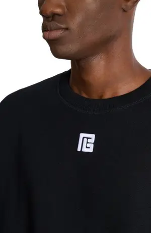 Balmain Cotton Sweatshirt With Pb Embroidery