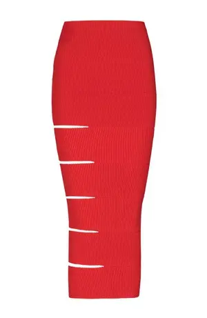 Balmain Long Knit Cut-out Skirt