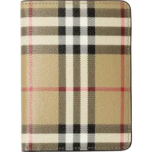 Burberry Check Passport Holder - Archive Beige/briar Brown
