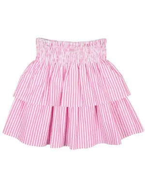 FLORENCE EISEMAN Striped Seersucker Skirt With Ruched Waist