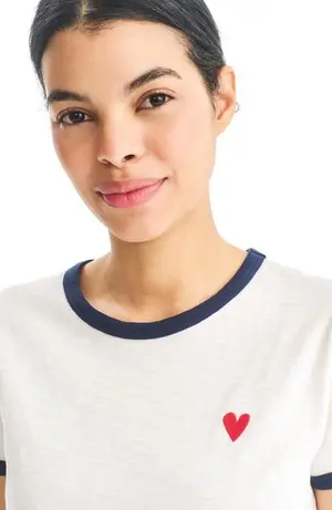 PRIMARY Embroidered Heart Ringer Tee