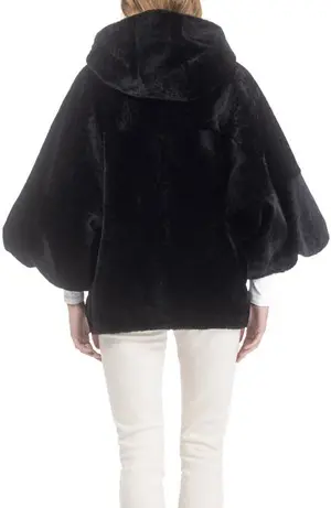 Gorski Genuine Shearling Jacket With Cropped Sleeves