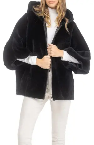 Gorski Genuine Shearling Jacket With Cropped Sleeves