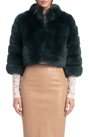 Gorski Genuine Shearling Bolero - Emerald