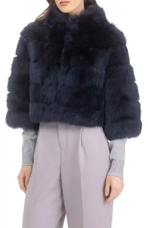 Gorski Genuine Shearling Bolero - Navy