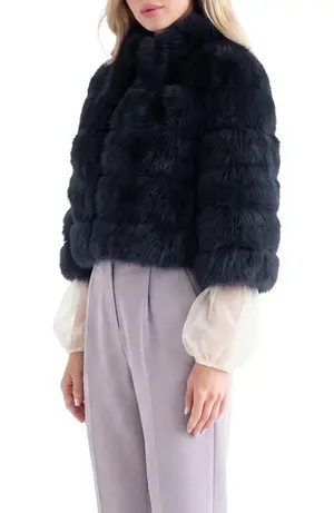 Gorski Genuine Shearling Bolero - Navy