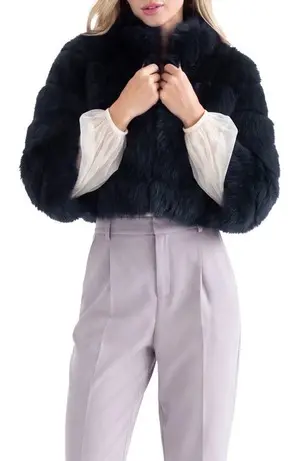 Gorski Genuine Shearling Bolero - Navy