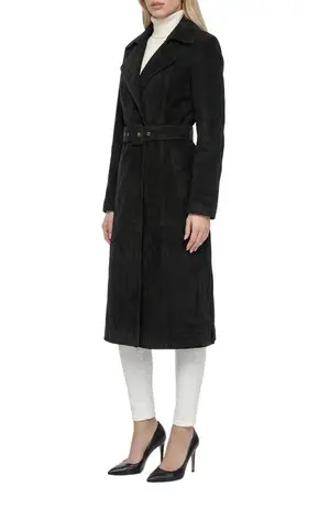 Gorski Genuine Metis Suede Belted Trench Coat