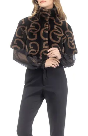 Gorski G Printed Reversible Shearling Bolero - Black/chestnut