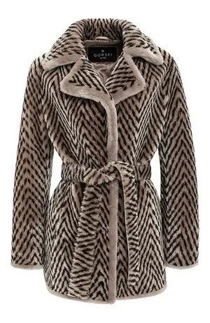 Gorski Chevron Grooved Genuine Shearling Jacket