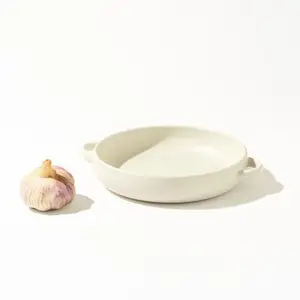 GHARYAN STONEWARE Dinner Plate With Handles - Matte White