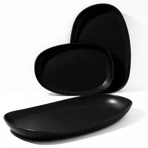 GHARYAN STONEWARE Dadasi Long Serving Platter - Matte Black