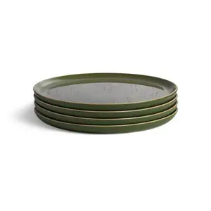 GHARYAN STONEWARE Edan Flat Dinner Plate - Matte Green/shiny Green