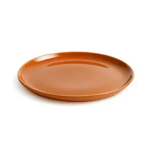 GHARYAN STONEWARE Edan Flat Dinner Plate - Matte/shiny Terracotta