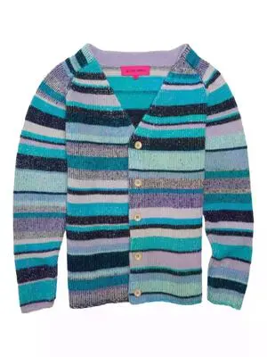 THE ELDER STATESMAN Striped Buttoned Cardigan