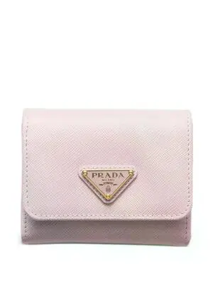 Prada Small Triangle-logo Leather Wallet - Pink