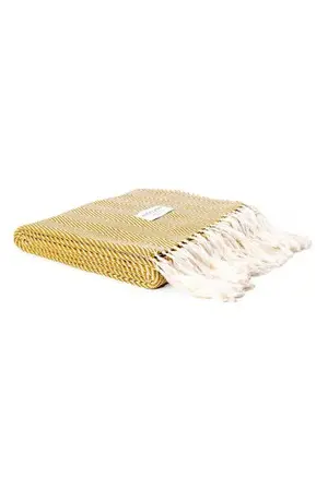 ETTITUDE Luxe Herringbone Throw Blanket - Brass & Natural