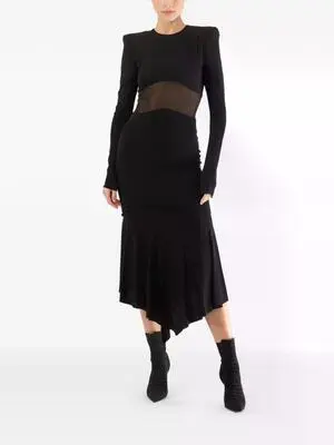 Alexandre Vauthier Sheer Panel Ruffled Midi Dress