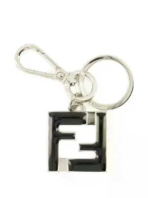 Fendi Squared-logo Lettering Keyring - Silver