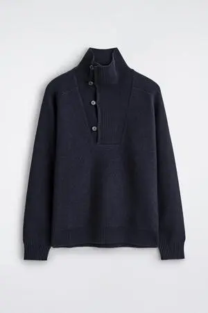 Cos Panelled Merino Wool Mock-neck Sweater