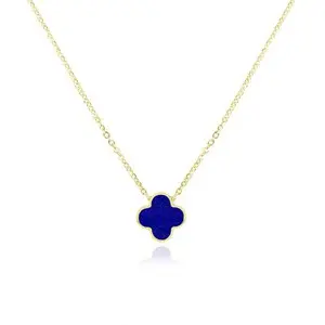 THE LOVERY FINE JEWELRY Single Clover Necklace - Lapis