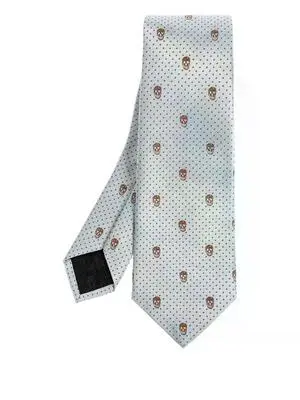 Alexander McQueen Skull-pattern Dotted Neck Tie - Blue