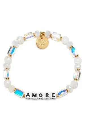 LITTLE WORDS PROJECT Amore Beaded Stretch Bracelet - White