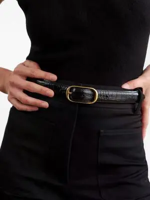 NILI LOTAN Reine Embossed Buckle Belt